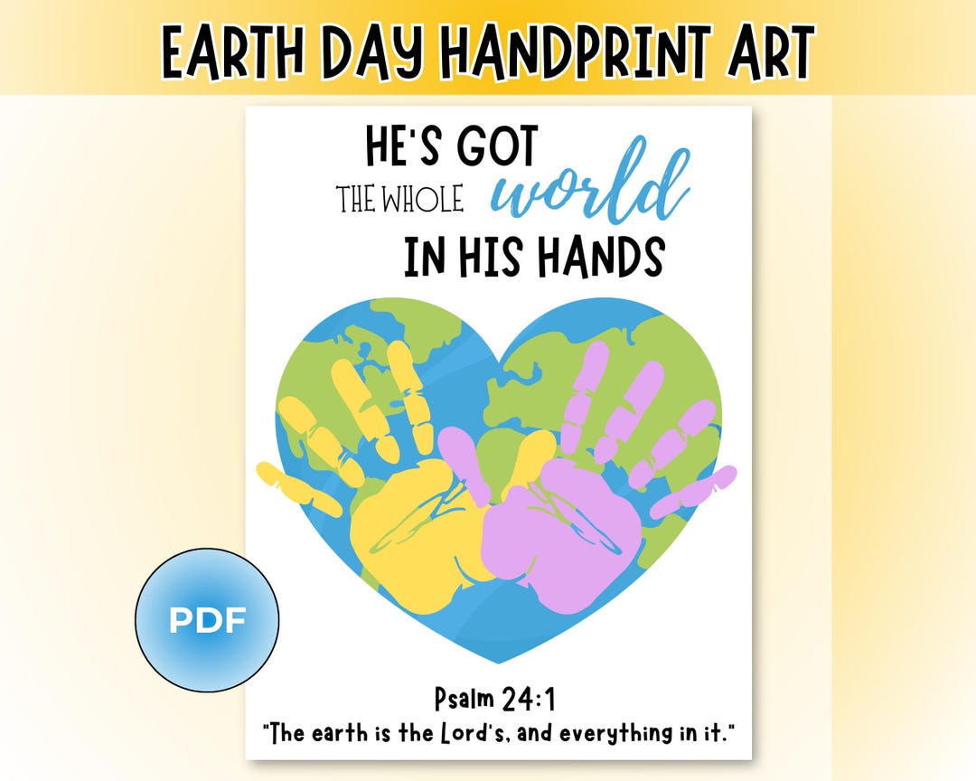 Christian Earth Day Handprint Craft Printable, Bible Verse Kids ...