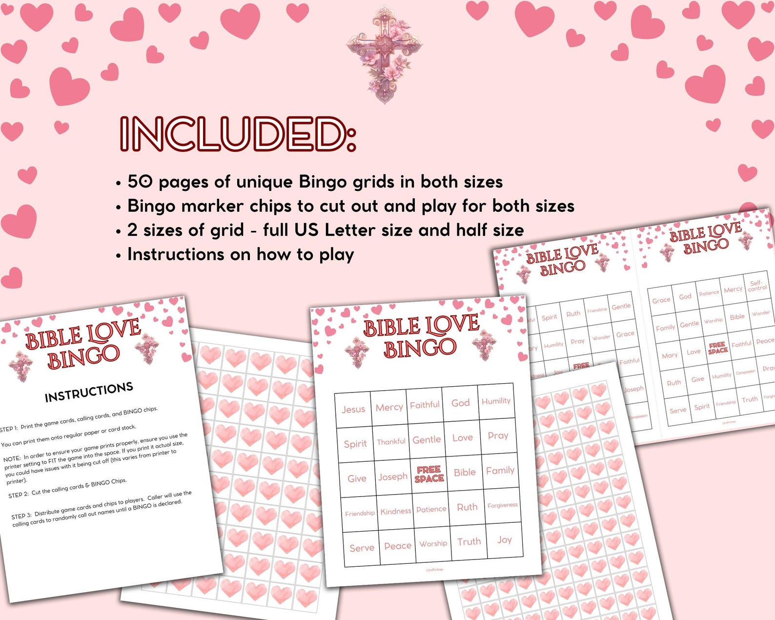 Bible Bingo Valentine Game, 50 Printable Christian Faith Based Love ...