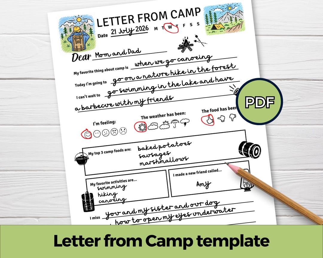 Summer Camp Letter Printable, Letter From Camp, Sleepaway Stationery ...