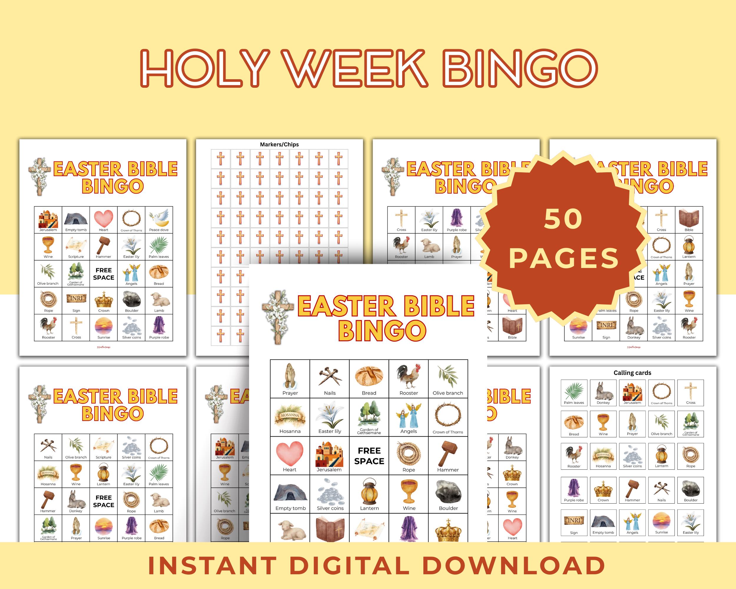 Easter Bible Bingo Printable, Christian Game for Church, Sunday School ...