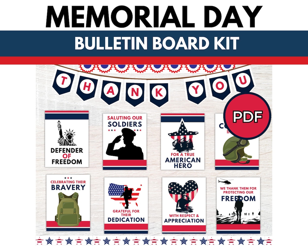Memorial Day Bulletin Board Kit Printable, Patriotic Classroom Decor ...