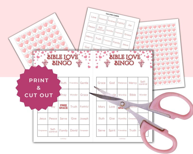Bible Bingo Valentine Game, 50 Printable Christian Faith Based Love ...