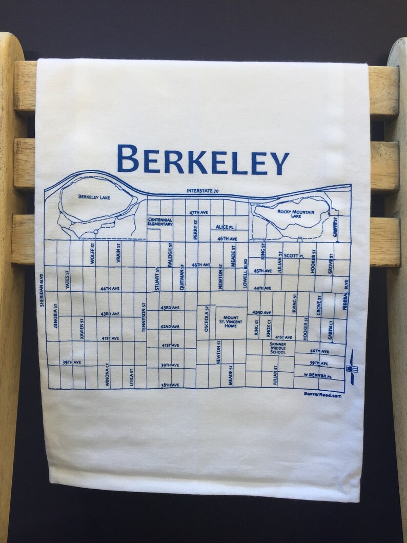 Berkeley Neighborhood Map Tea Towel Denver CO - Etsy