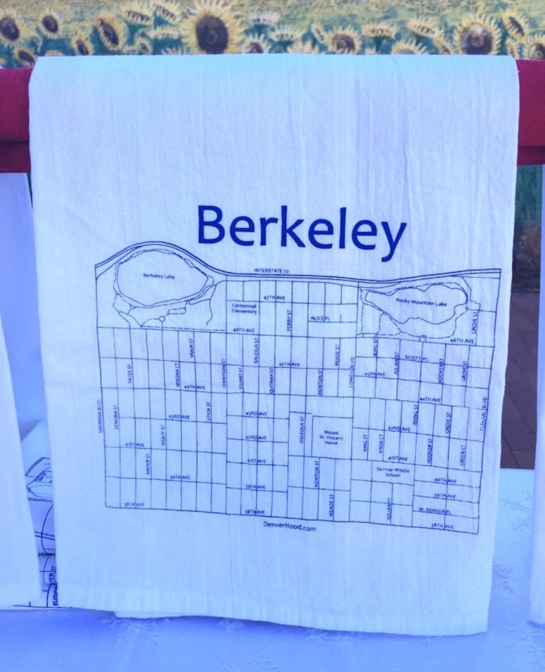 Berkeley Neighborhood Map Tea Towel Denver CO - Etsy