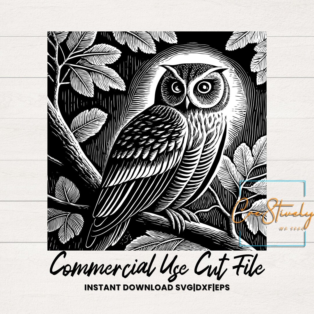 Fall Owl Svg, Detailed Owl Illustration, Autumn Forest, Bird Design ...
