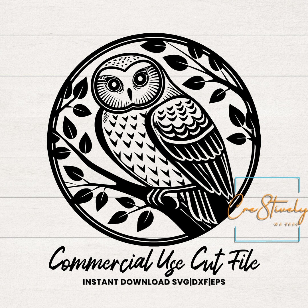 Fall Owl Svg, Autumn Owl Clipart, Elegant Owl on Branch, Cricut ...