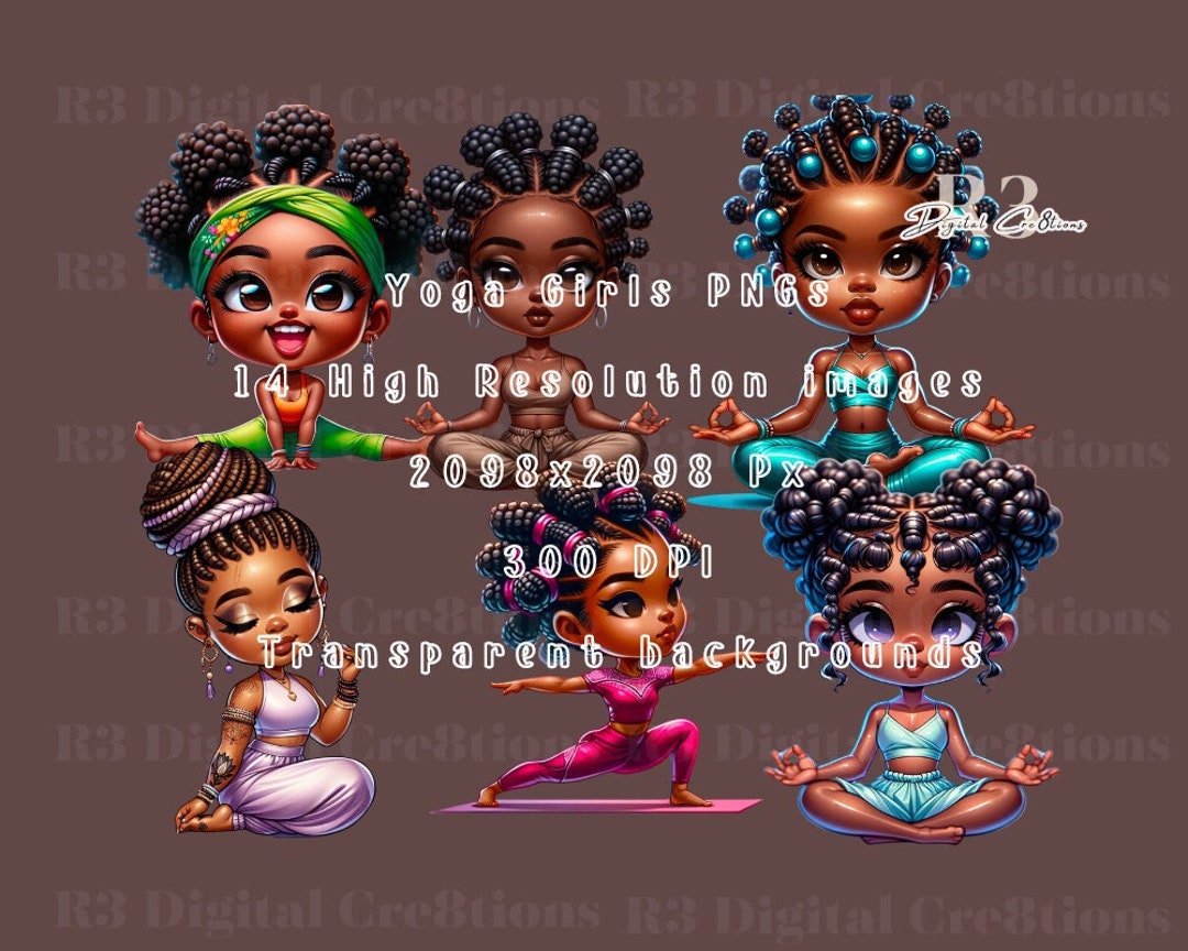 Yoga Chibis Bundle 14 Diverse High-res Digital Pngs, Sublimation Ready ...