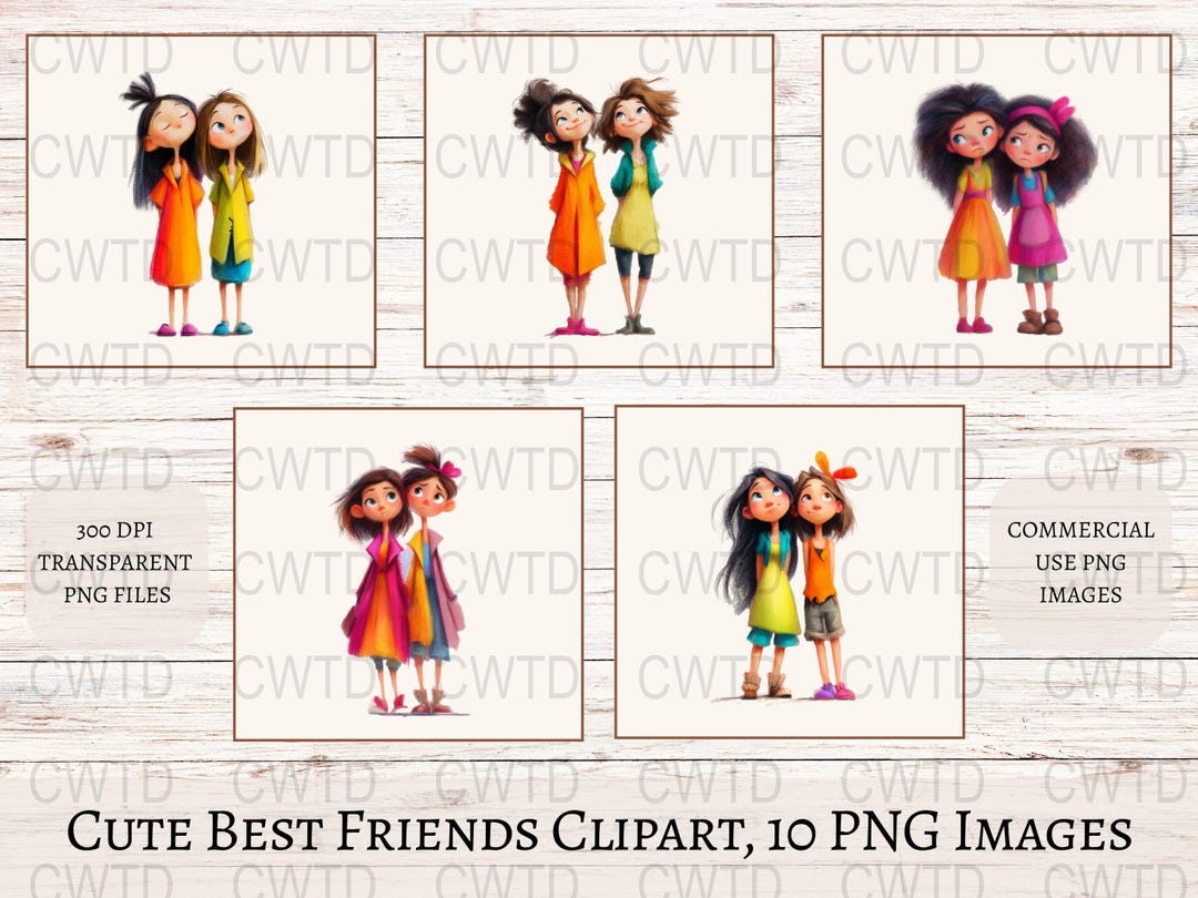 Best Friends Clipart Bundle, Cute Girls Images, BFF Sublimation Art ...