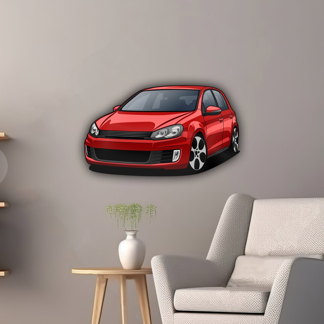 GOLF R Plexiglass Car Illustration,car Poster, Car Portrait, Car Art ...