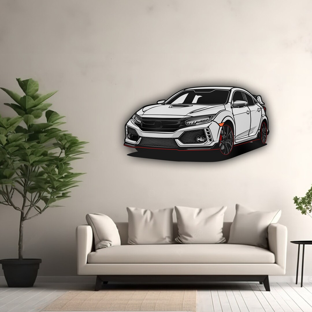 Civic TYPE-R Plexiglass Car Illustration,car Poster, Car Portrait, Car ...