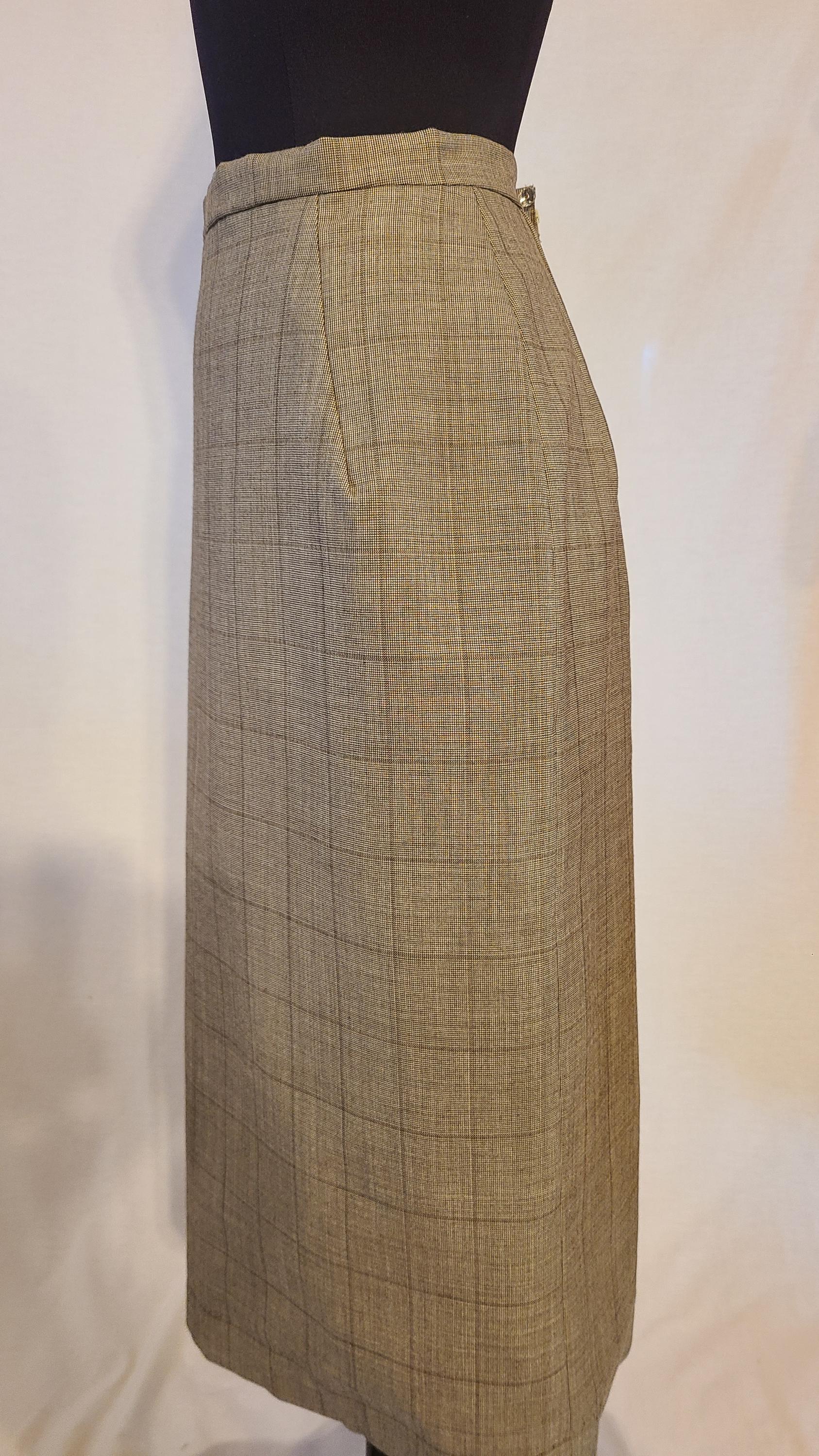 Vintage Reproduction 1950s Style Pencil Skirt - Beige Wool Blend - Size ...