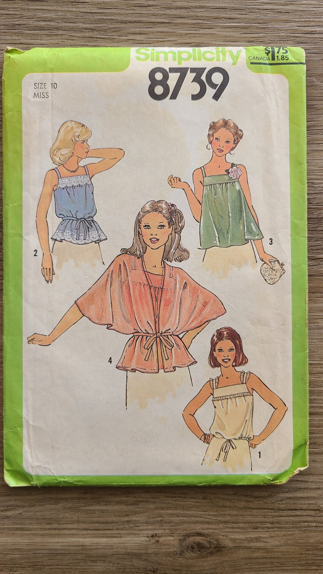 1978 Simplicity Pattern 8739 Misses’ Pullover Top, Unlined Jacket and ...