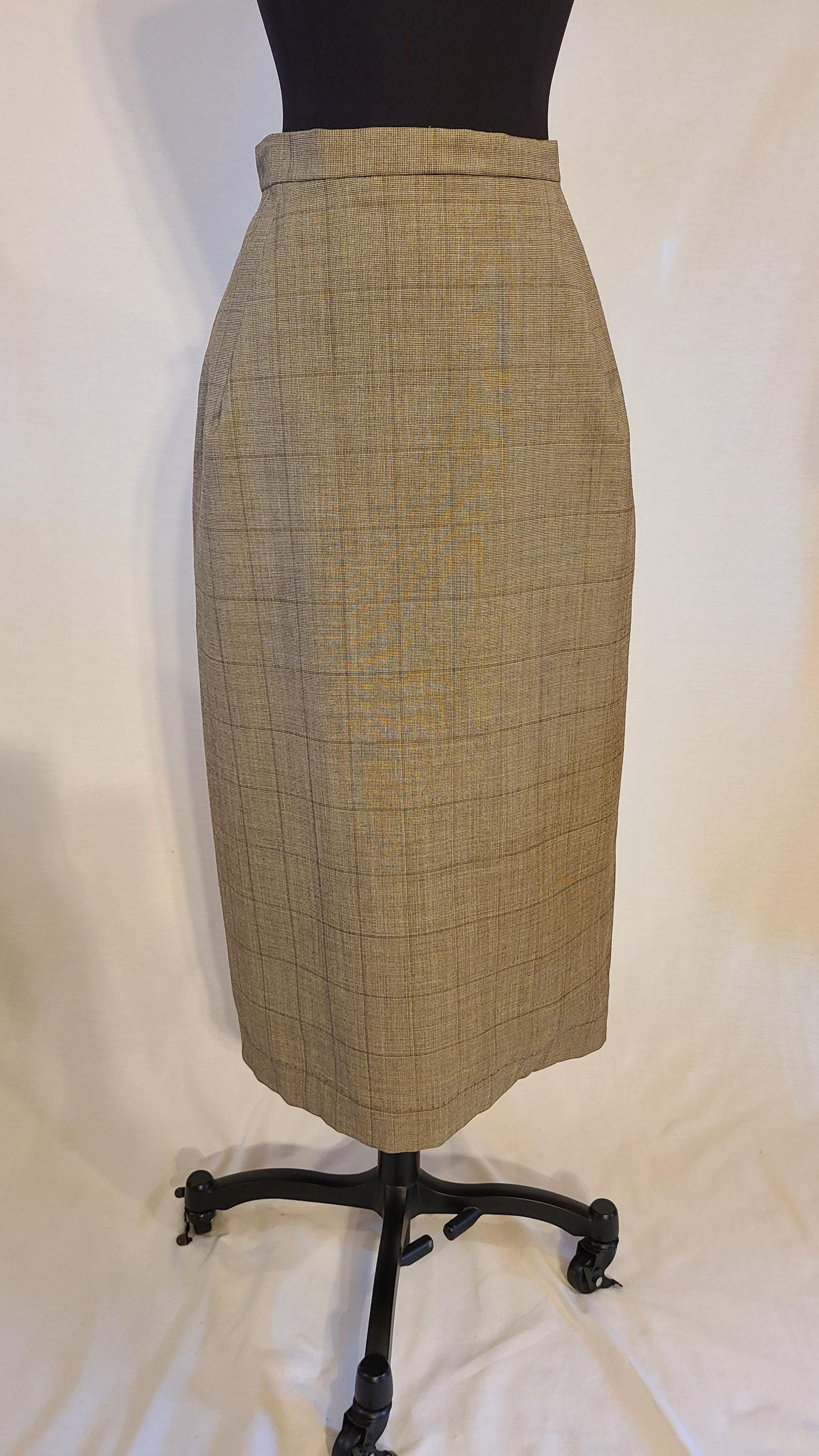 Vintage Reproduction 1950s Style Pencil Skirt Beige Wool Blend Size XS ...