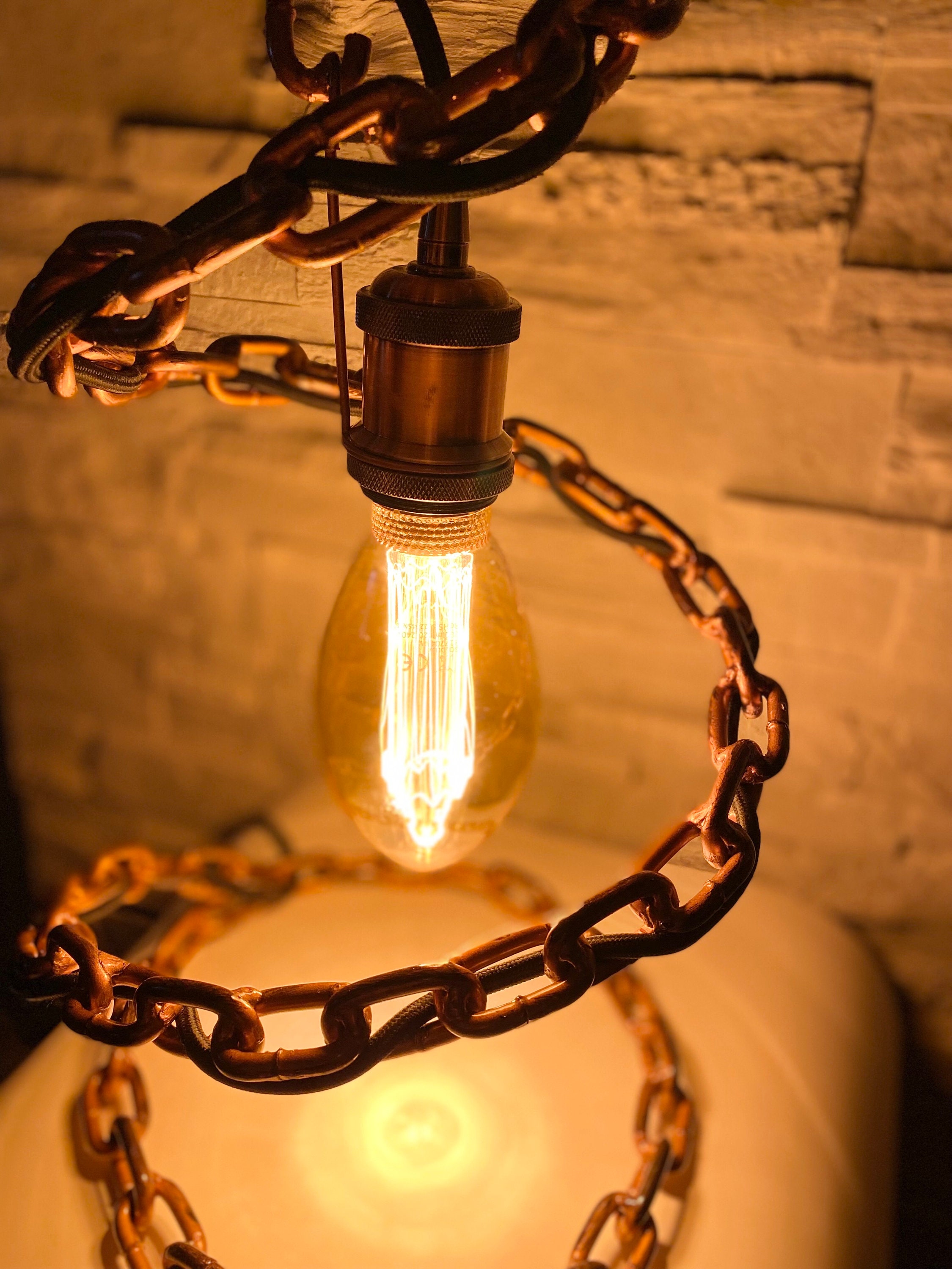 Industrial Lamp Handmade - Chain Lamp With Bulb. Office, Living Room ...