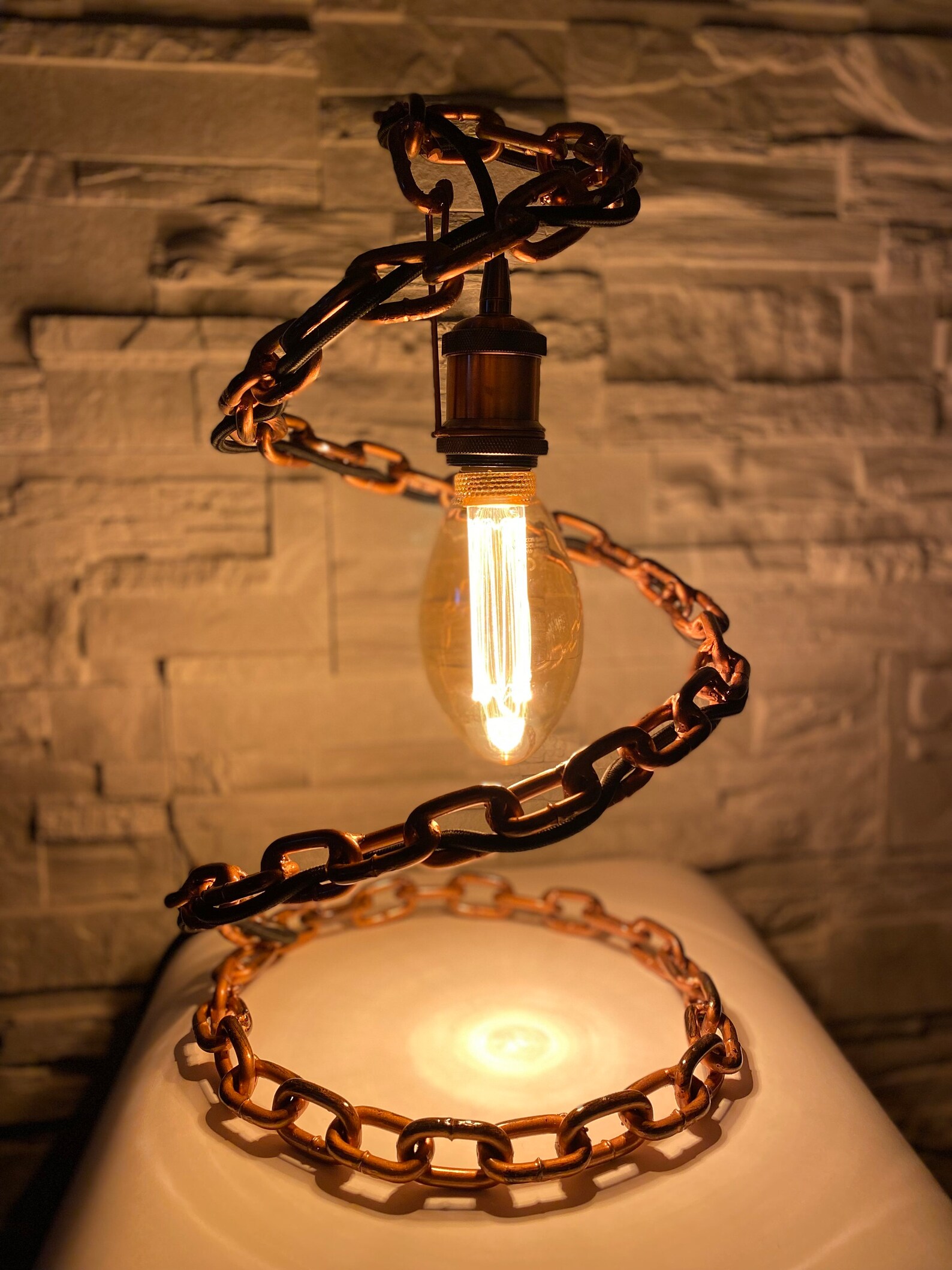 Industrial Lamp Handmade - Chain Lamp With Bulb. Office, Living Room ...