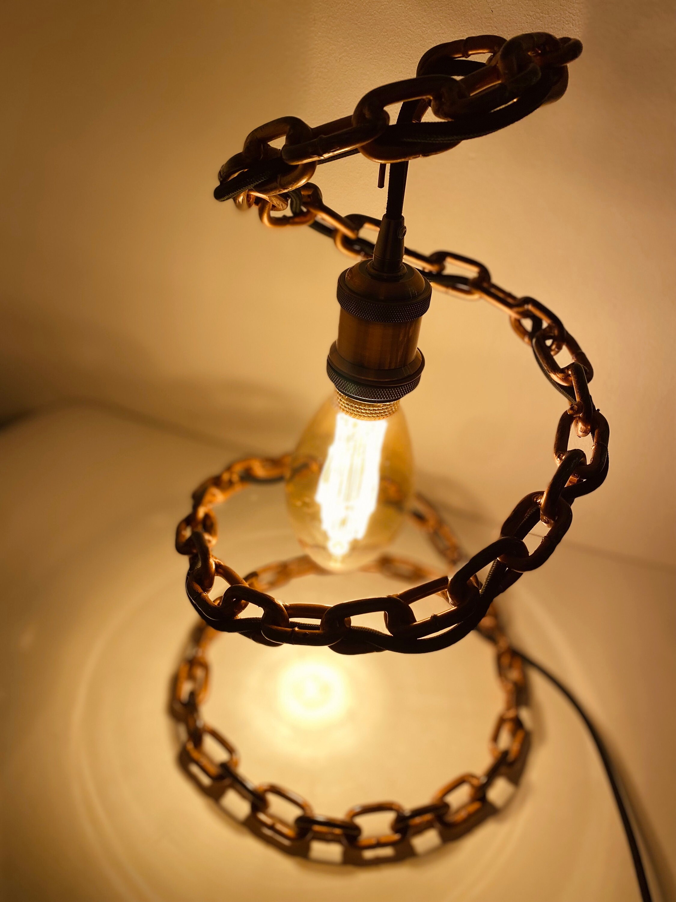 Industrial Lamp Handmade - Chain Lamp With Bulb. Office, Living Room ...