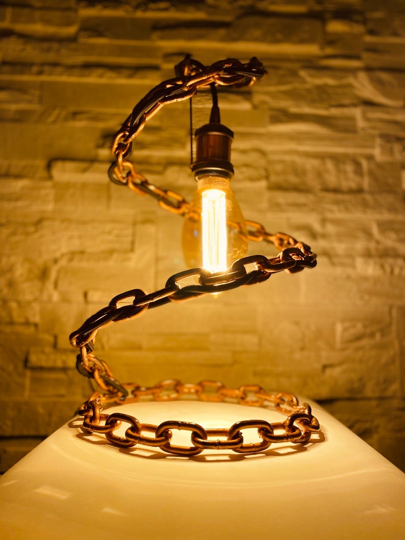 Industrial Lamp Handmade - Chain Lamp With Bulb. Office, Living Room ...