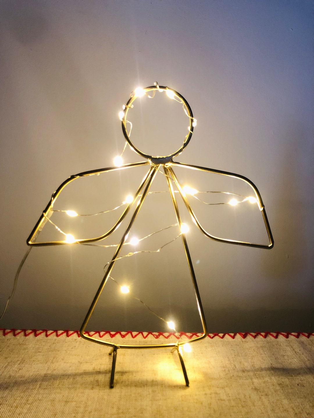 Christmas Angel, Christmas Decoration of Wire, Standing Figure, Gold ...