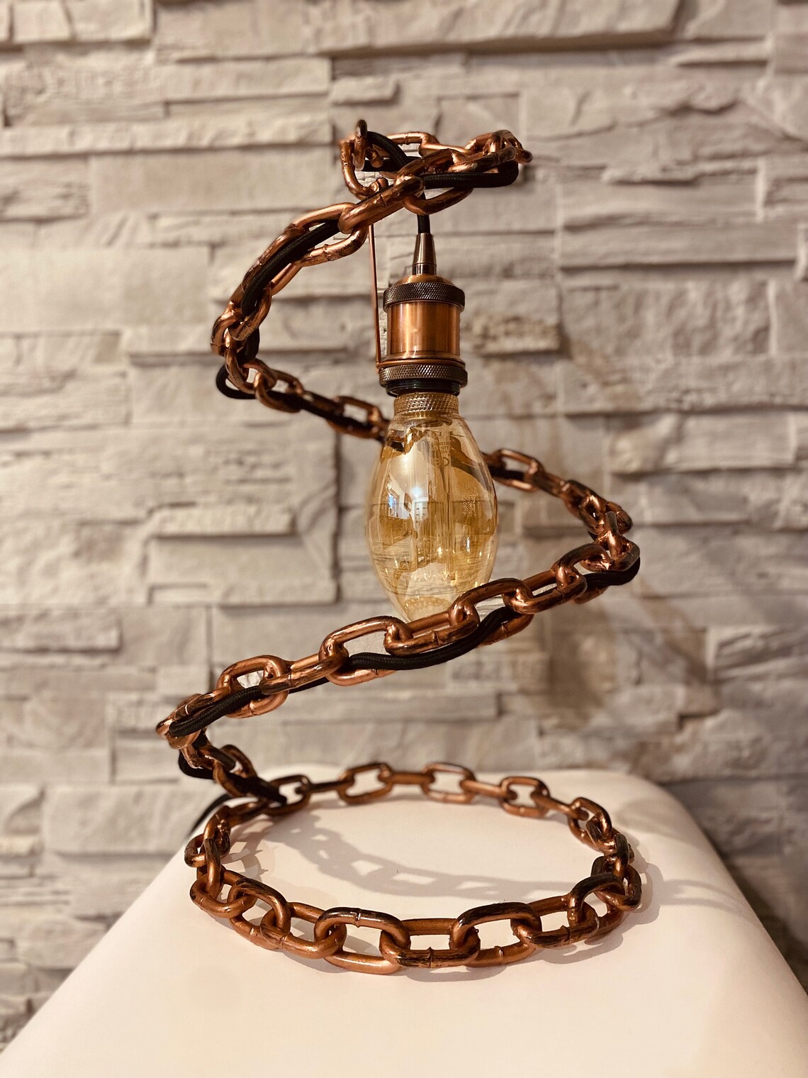 Industrial Lamp Handmade - Chain Lamp With Bulb. Office, Living Room ...