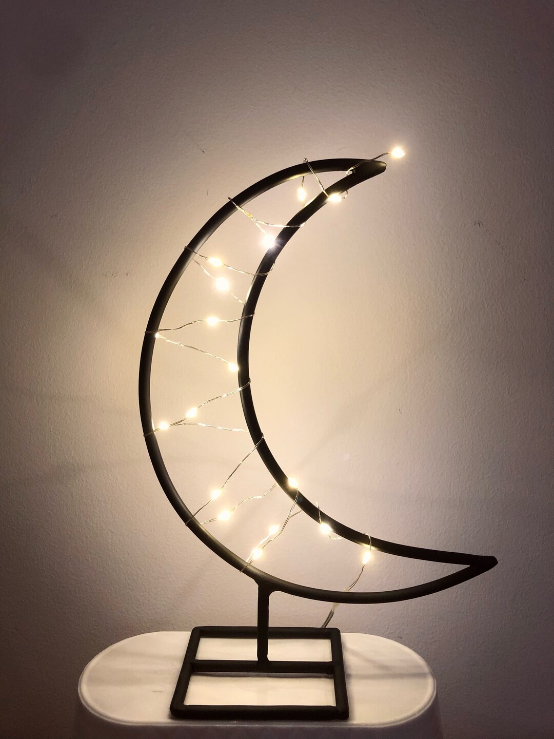 Moon With Lights Shaped Standing Decor Wire Iron Metal Handmade With ...
