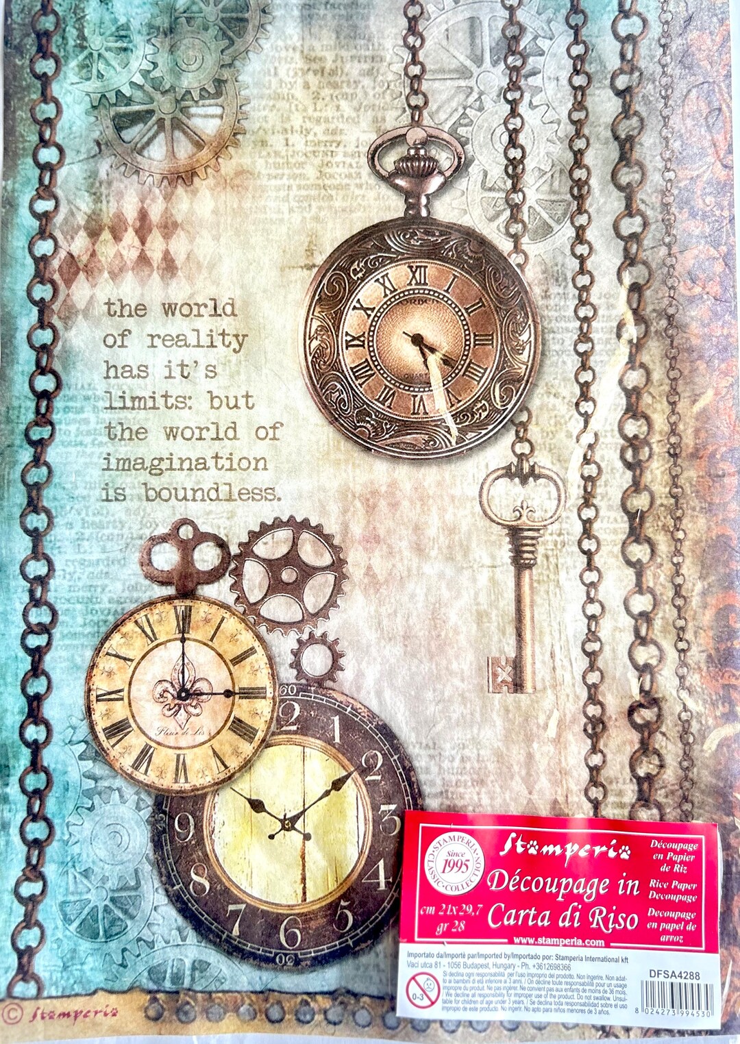 New Stamperia Rice Paper A4 Sheet Antique Clocks Design - Etsy