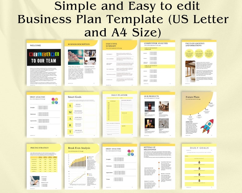 Business Plan Template Printable Start up Planner Small Business ...