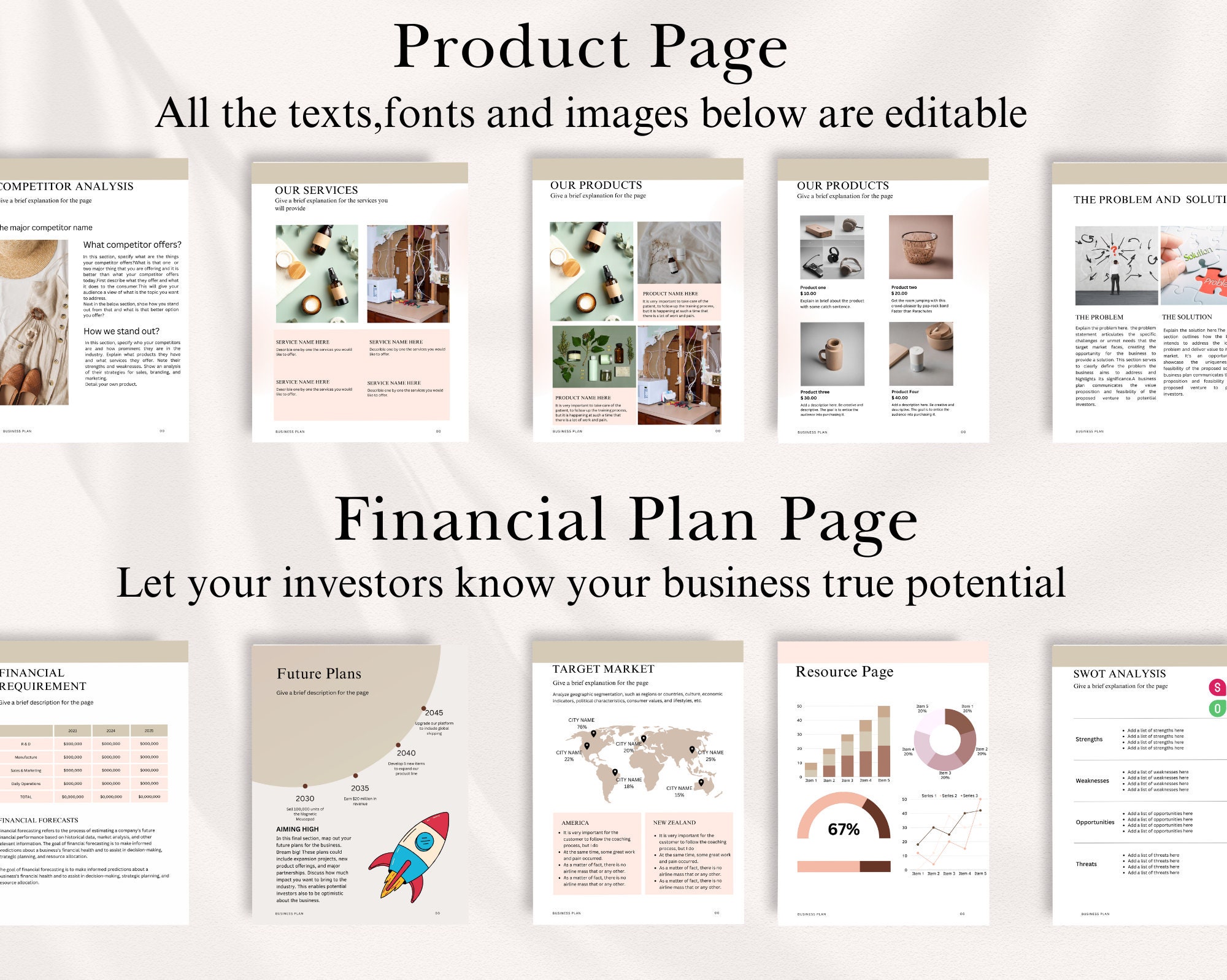 Business Plan Template Printable Start up Planner Small Business ...