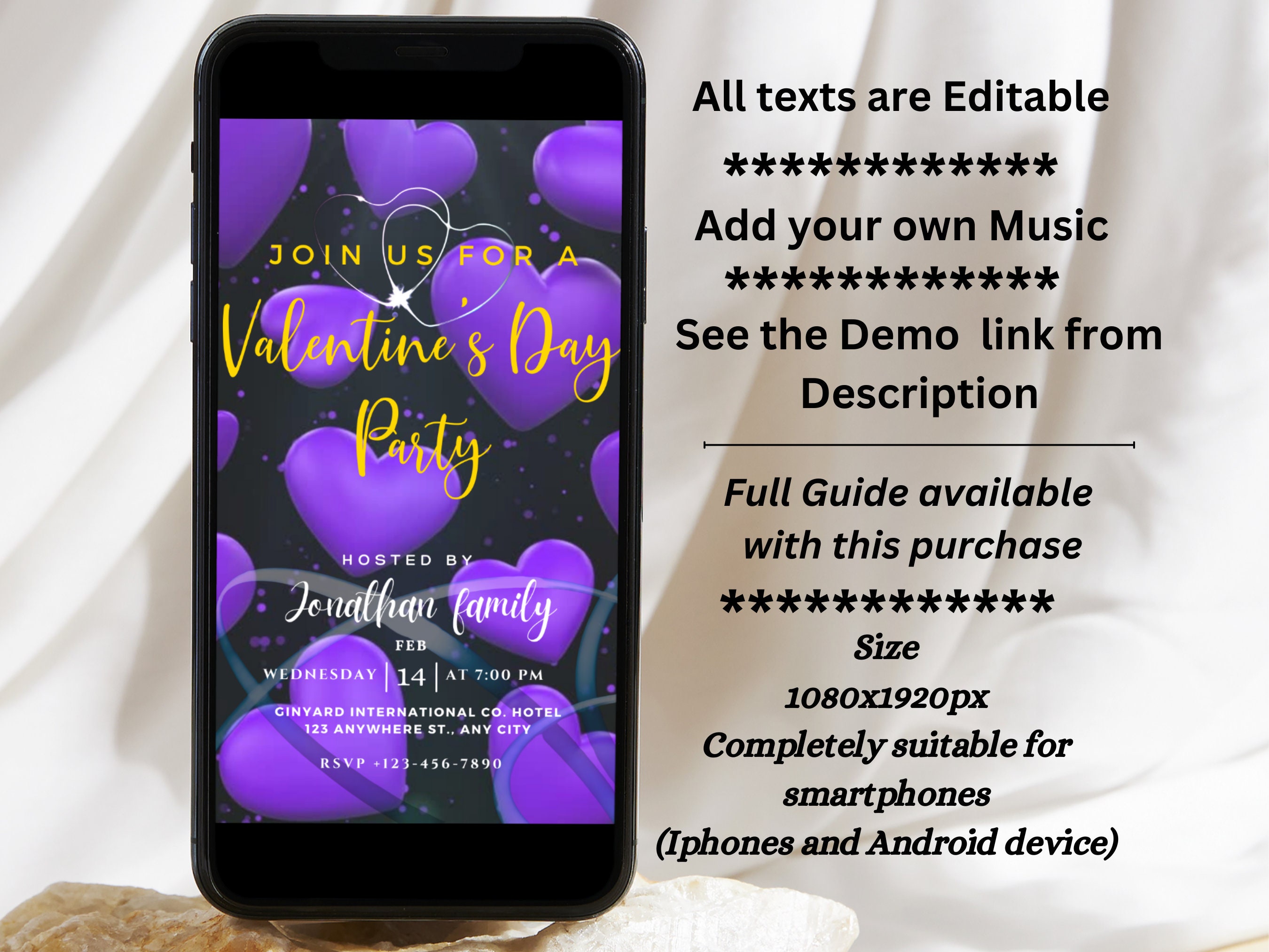 Digital Valentine Invitation,valentine Party Text-video Invite,editable ...