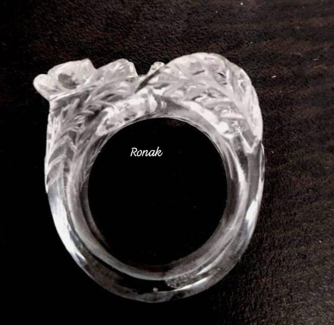 Clear Crystal Ring, Rock Crystal Ring , Genuine Hand Carved Gemstone ...