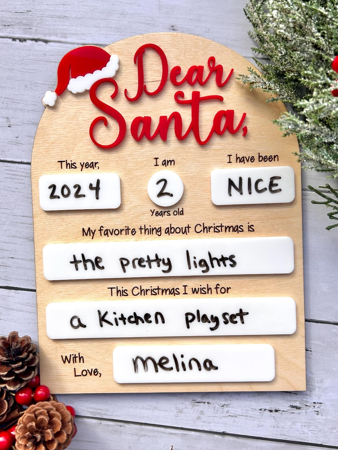 Dear Santa Sign, Dry Erase Christmas Sign, Letter to Santa Board, Kids ...