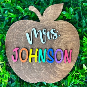 Personalized Apple Sign, Teacher Gift, Teacher Appreciation, Custom ...