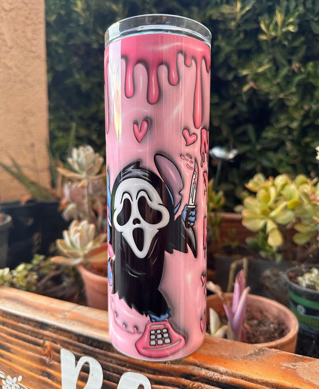 Inflated 3D Stitch Ghostface Tumbler, Pink Halloween Tumbler, No You ...