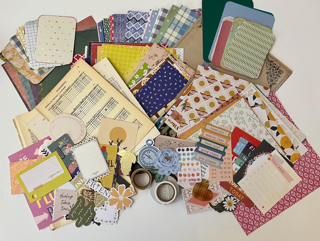 200 Plus Supplies for Junk Journal Scrapbook, Cardstock, Scrapbook ...