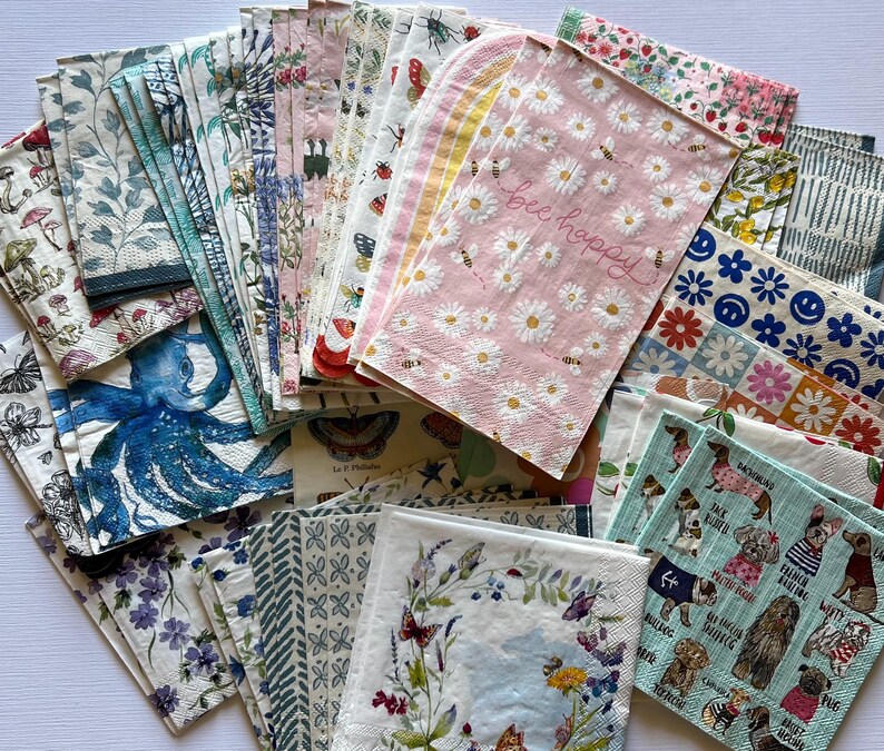 58 Paper Napkins (29 Different Designs) for Decoupage Crafts ...
