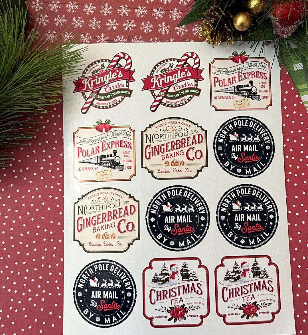 Christmas Sticker Sheet 12 2inch Stickers for Presents, Cards ...