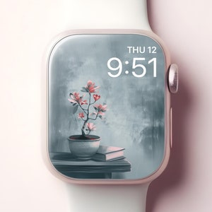 Potted Flower Apple Watch Wallpaper, Elegant Japanese Art Smartwatch ...