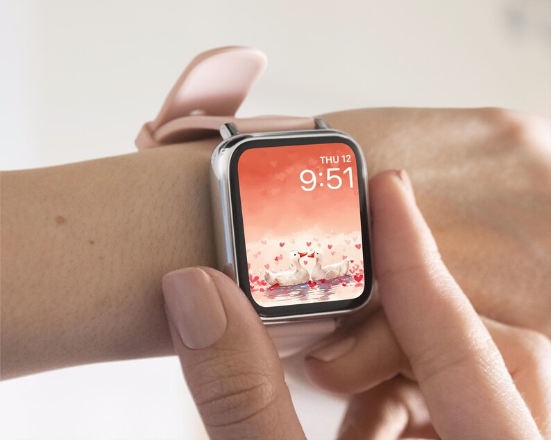 Cute Duck Couple Apple Watch Wallpaper, Japanese Style Smartwatch Face ...