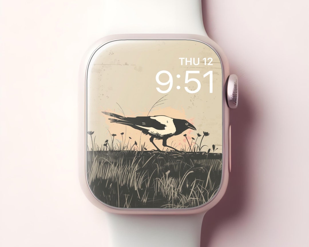 Minimalist Apple Watch Wallpaper, Elegant Japanese Vintage Bird ...