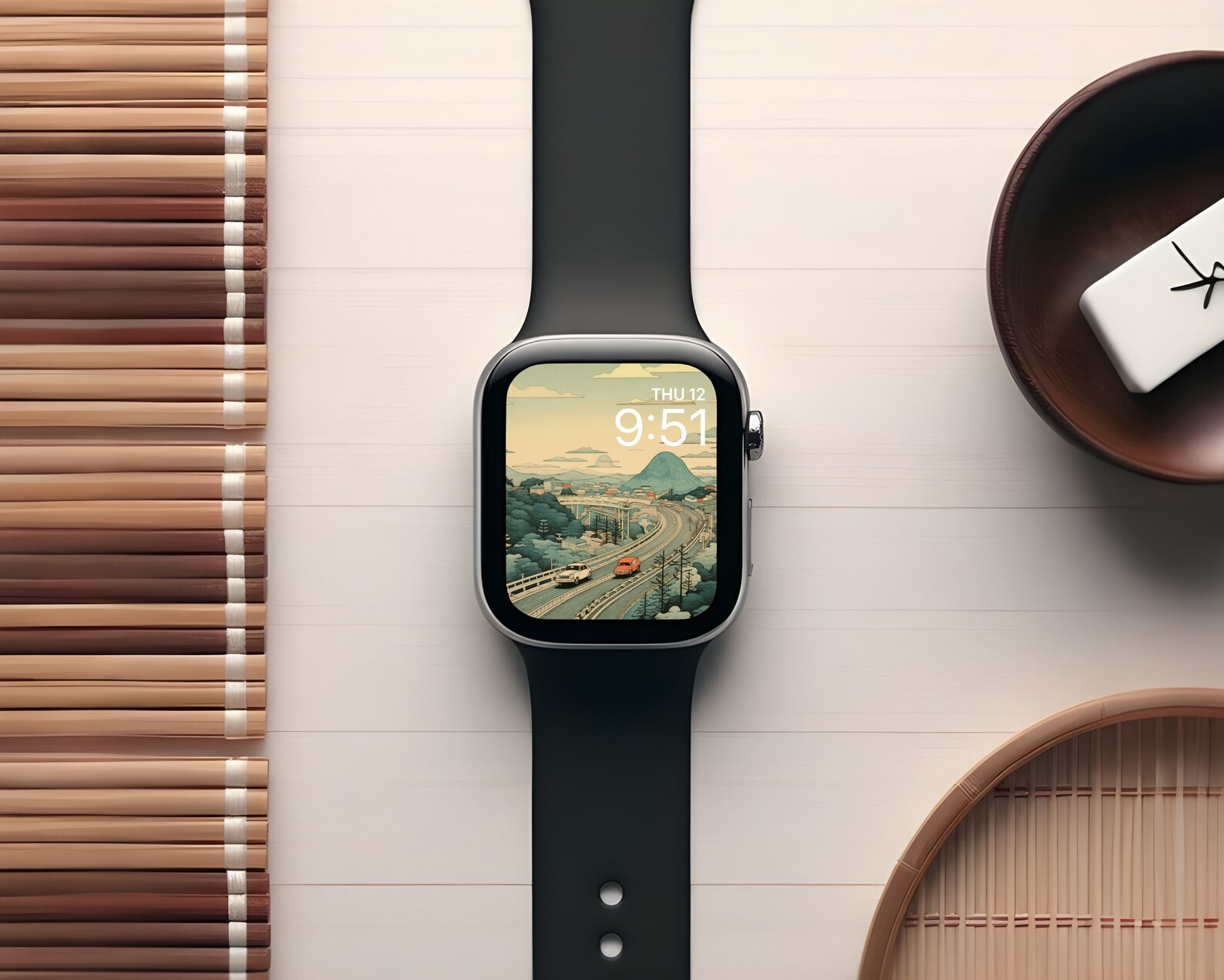 Car Highway Apple Watch Wallpaper, Japanese Art Smartwatch Face ...