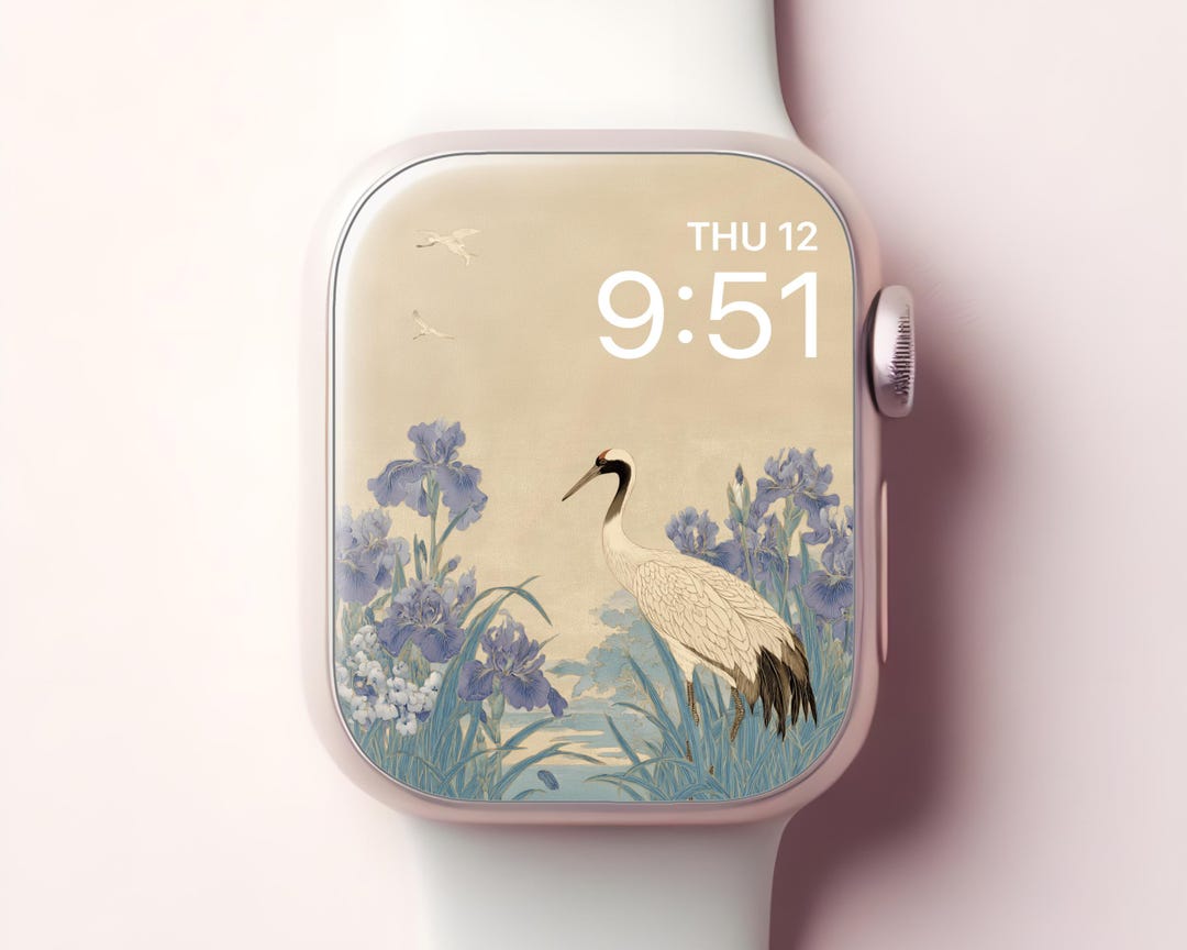 Crane Apple Watch Wallpaper, Nature Japanese Crane Smartwatch Face ...