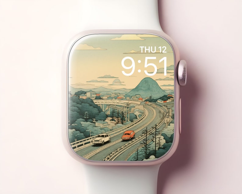 Car Highway Apple Watch Wallpaper, Japanese Art Smartwatch Face ...