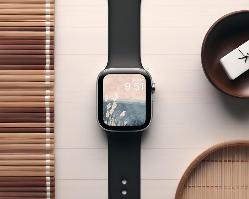 Minimalistic Apple Watch Wallpaper, Botanical Japanese Landscape ...