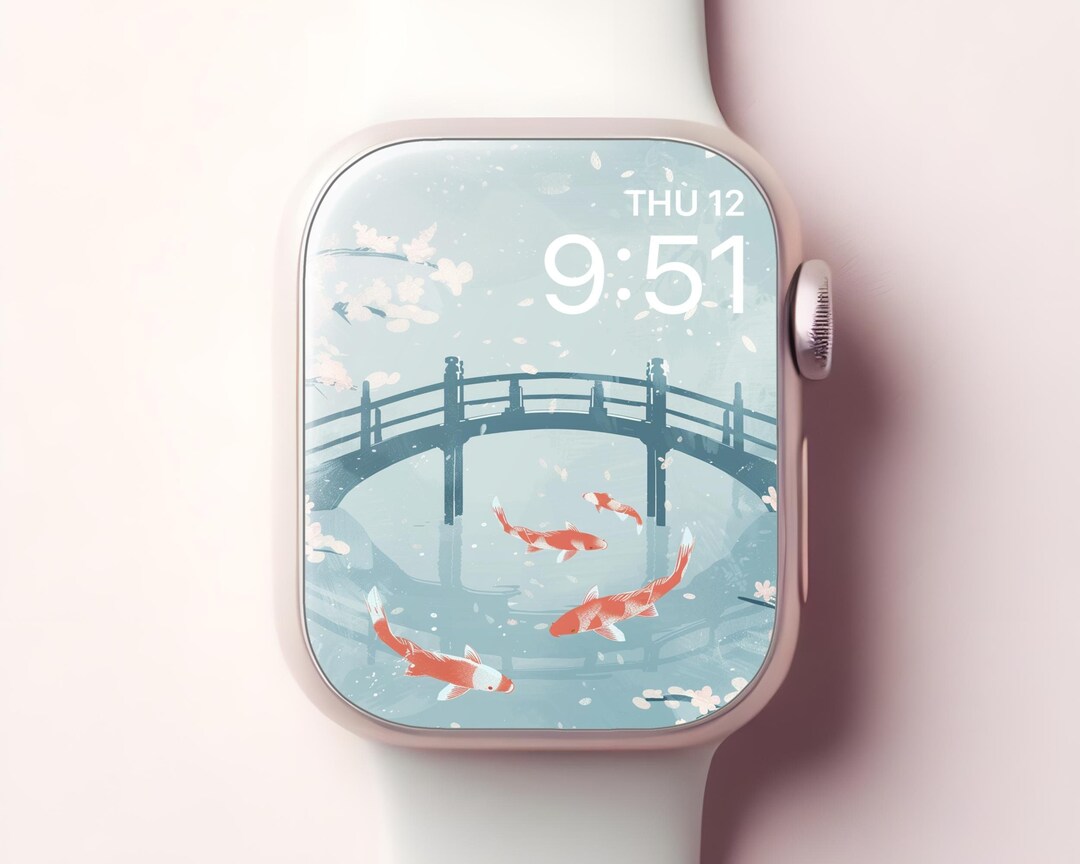 Koi Fish Apple Watch Wallpaper, Elegant Japanese Art Smartwatch Face ...