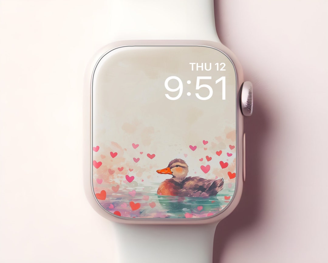 Love Duck Apple Watch Wallpaper, Japanese Smartwatch Face, Heart Iwatch ...