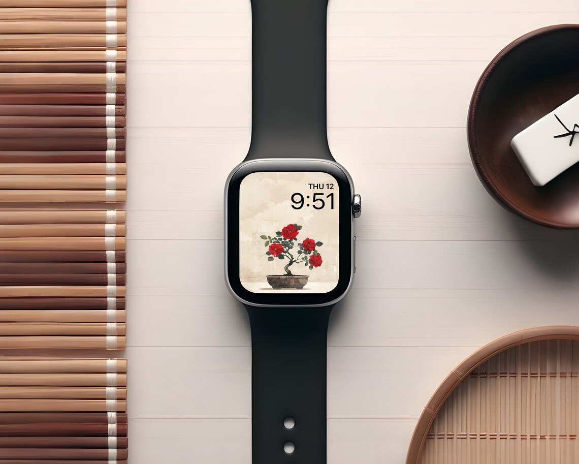 Red Roses Apple Watch Wallpaper, Elegant Japanese Bonsai Smartwatch ...