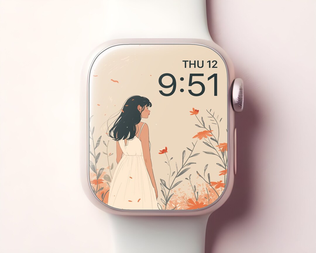 Summer Girl Apple Watch Wallpaper, Elegant Japanese Art Smartwatch Face ...