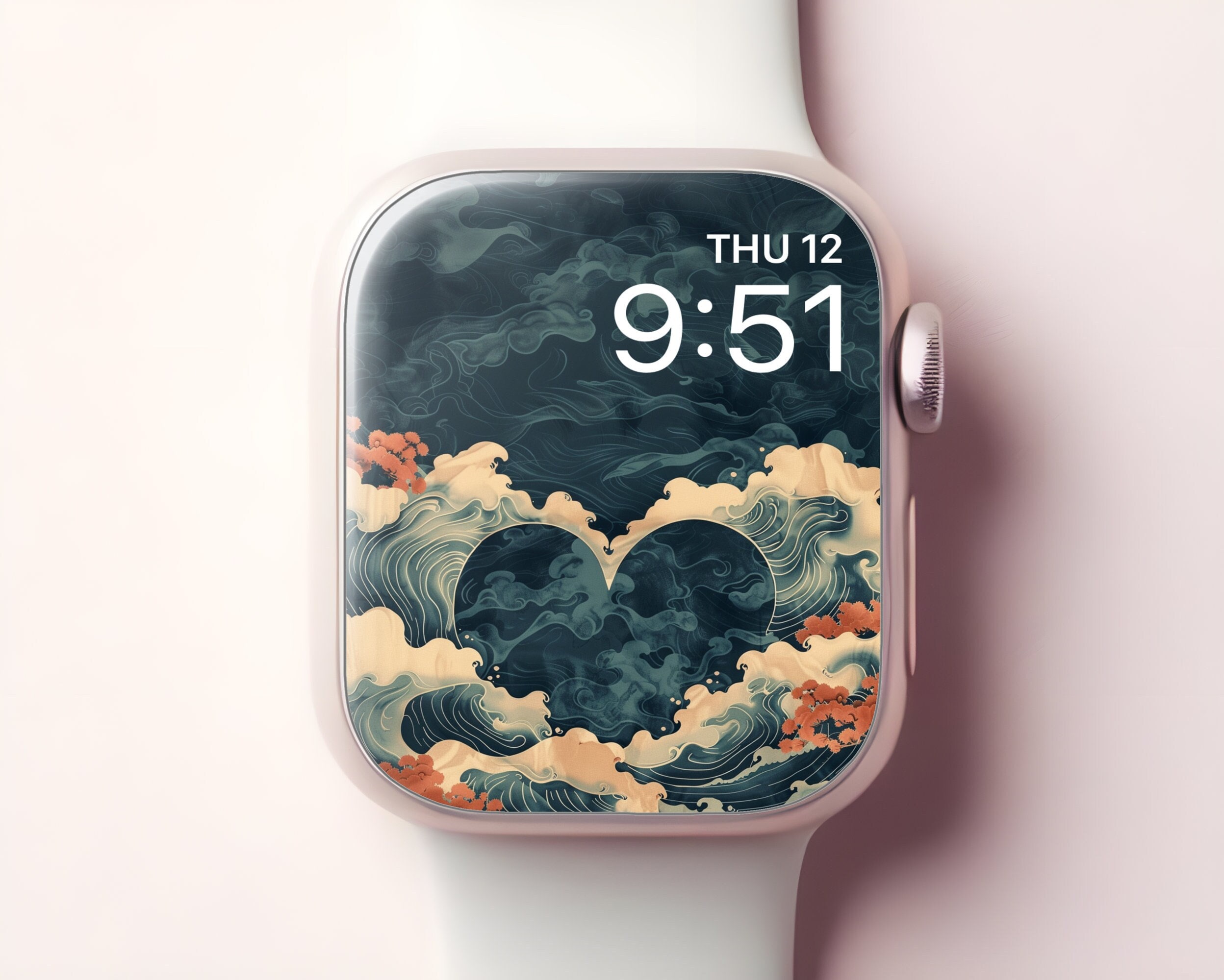 Heart Waves Apple Watch Wallpaper, Traditional Japanese Art Smartwatch ...