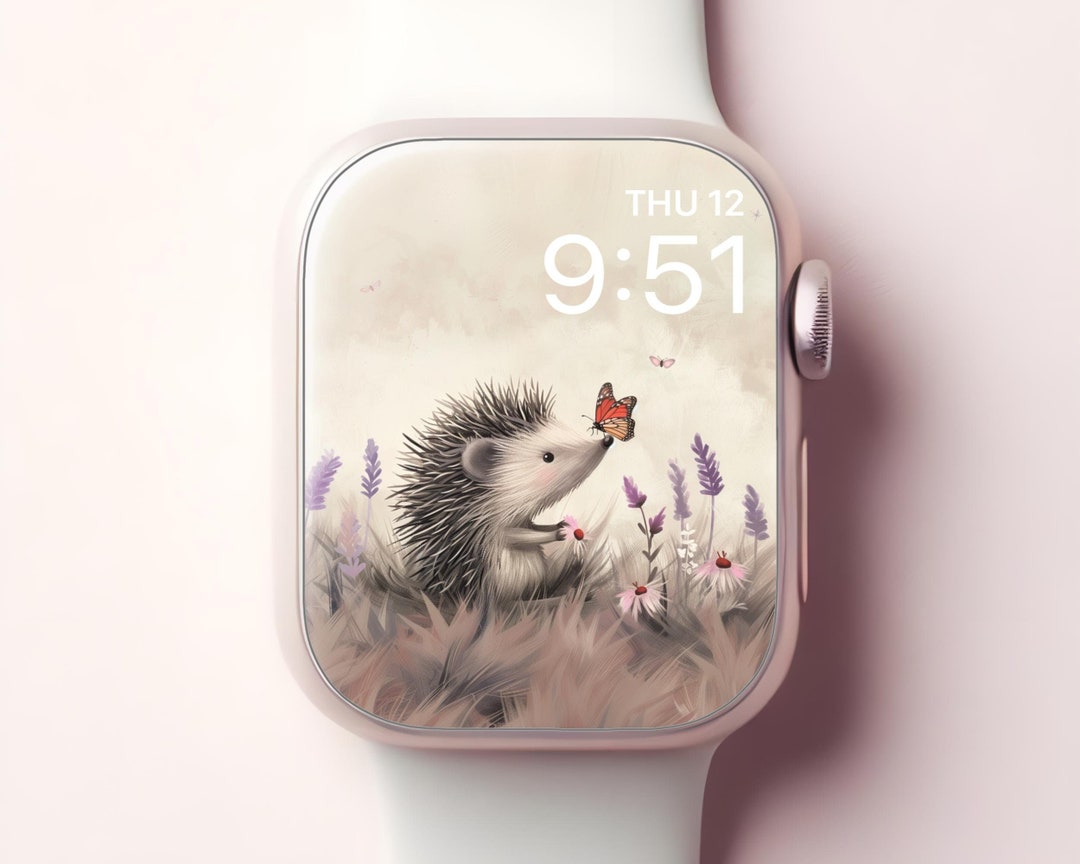 Cute Hedgehog Apple Watch Wallpaper, Kawaii Japanese Scenery Smartwatch ...