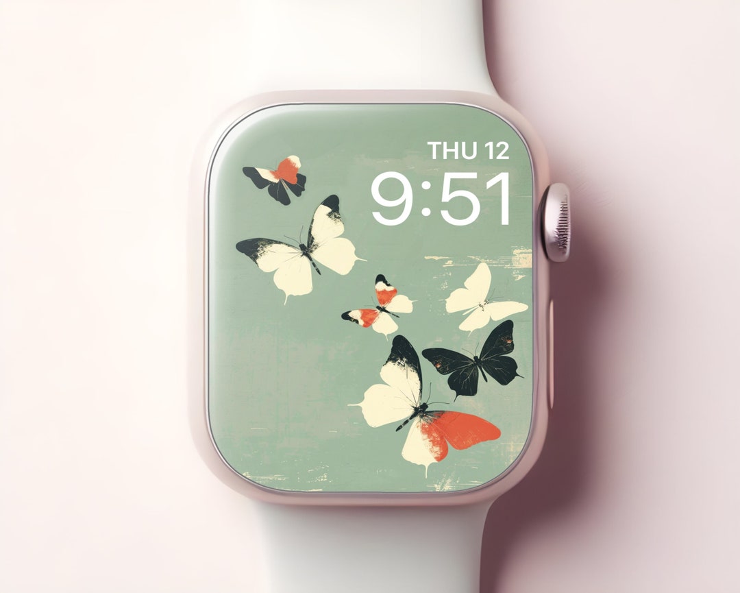 Butterfly Apple Watch Wallpaper, Vintage Japanese Smartwatch Face ...