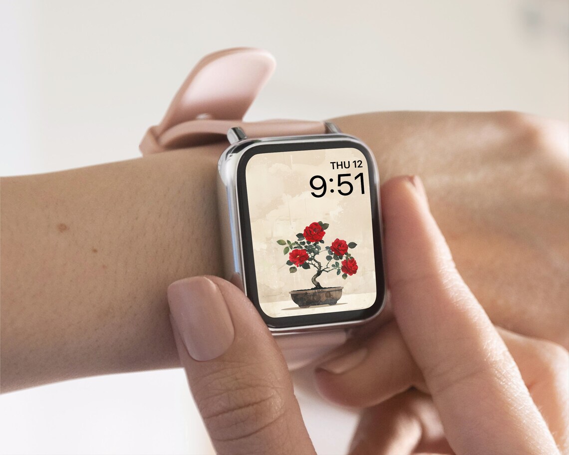 Red Roses Apple Watch Wallpaper, Elegant Japanese Bonsai Smartwatch ...